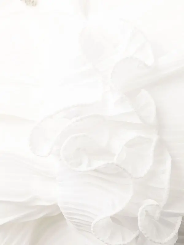 Philipp Plein Ruffled Plissé Midi Dress - White
