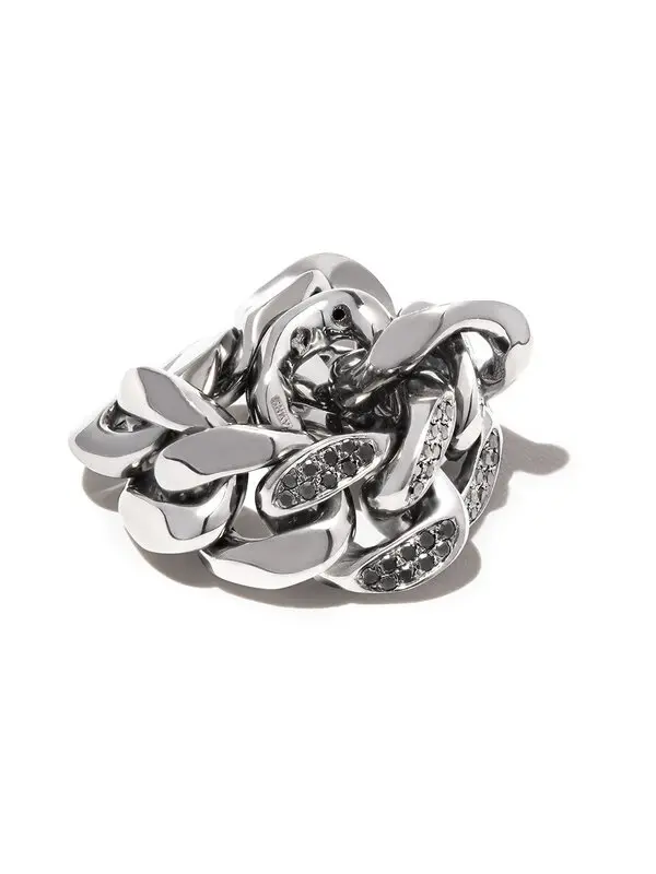 Shay 18k White Gold Diamond Link Ring - Silver
