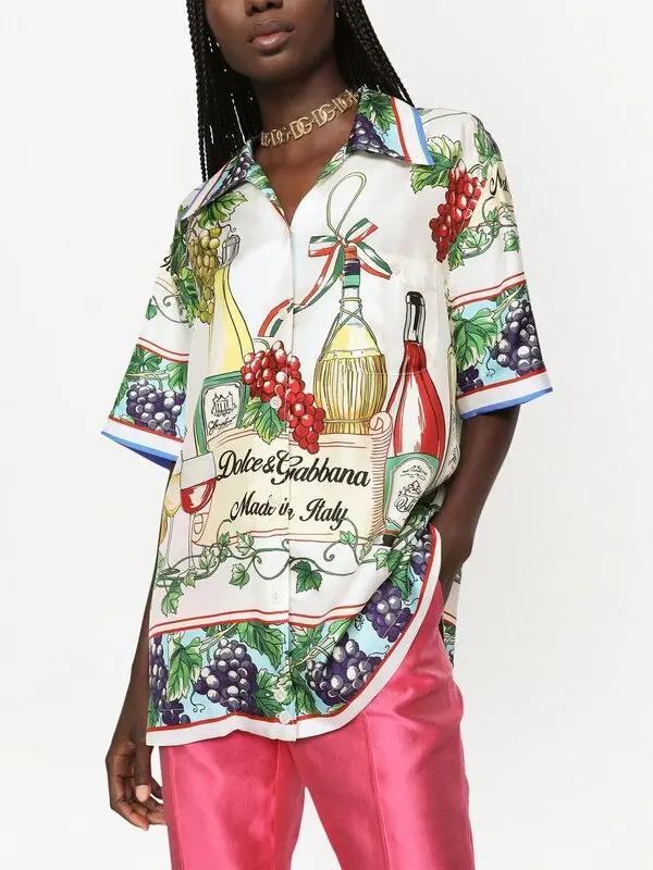 Dolce & Gabbana Graphic-print Silk-twill Shirt