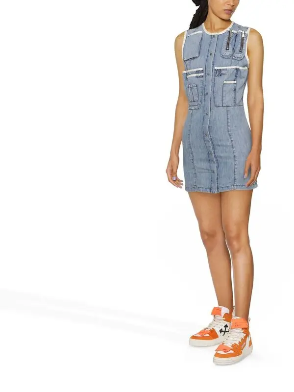 DIESEL® Sleeveless Denim Dress With Cargo Pockets