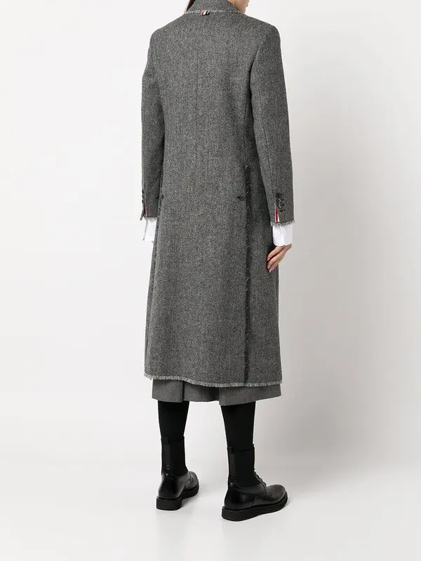 Thom Browne Frayed Trim Single-breasted Coat