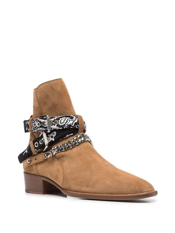 Amiri Bandana-Trimmed Ankle Boots In Neutrals - 42% Off | Editorialist