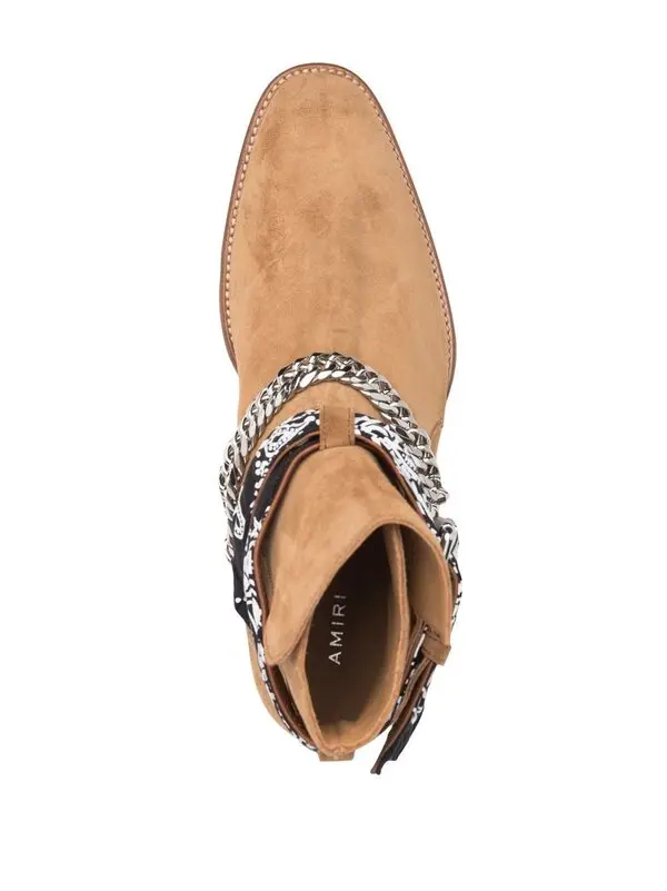 Amiri Bandana Chain-Link Ankle Boots - Neutrals - 20% Off  display picture 1