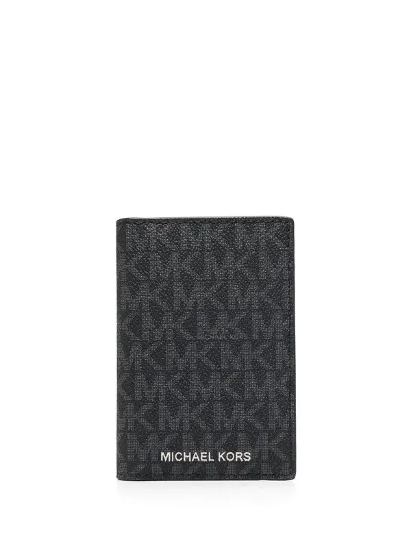 Michael Kors Monogram-print Leather Cardholder - Black