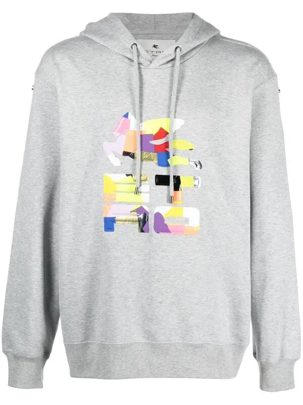 Etro Patchwork Logo-print Rib-trimmed Hoodie