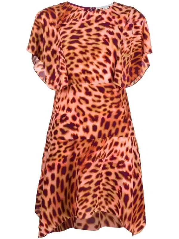 Stella McCartney Leopard-print Silk Flounce Dress