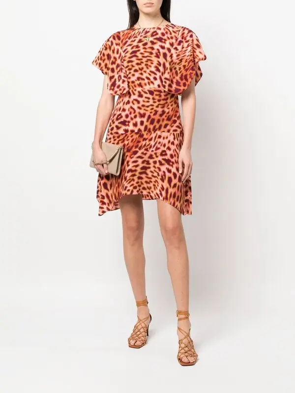 Stella McCartney Leopard-print Silk Flounce Dress