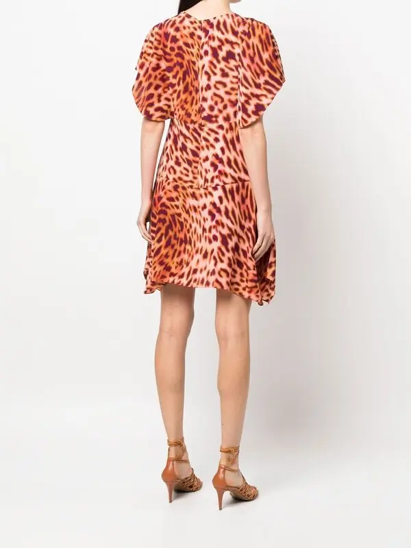 Stella McCartney Leopard-print Silk Flounce Dress