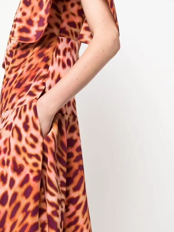 Stella McCartney Leopard-print Silk Flounce Dress