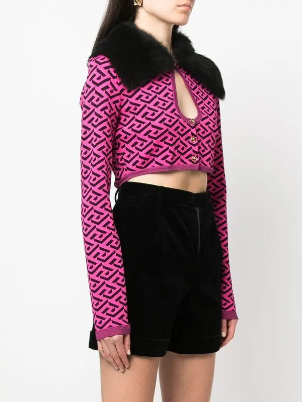 Versace Embroidered Cropped Cardigan
