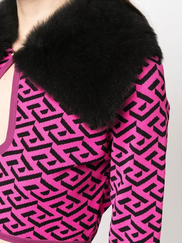 Versace Embroidered Cropped Cardigan