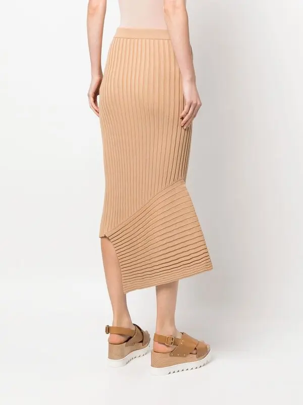 Stella McCartney Asymmetric Ribbed-knit Wrap Skirt - Brown