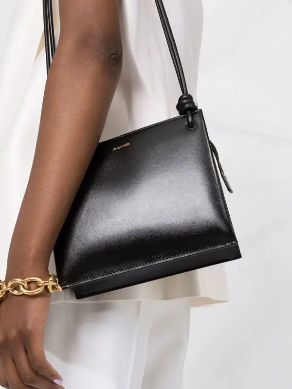 JIL SANDER Small Giro Leather Crossbody Bag - Black