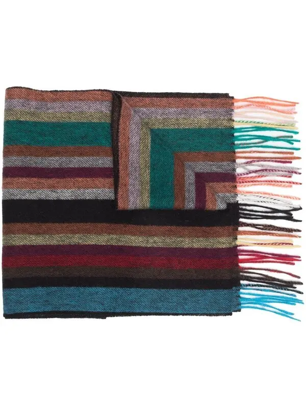 Paul Smith Striped Wool Scarf - Black