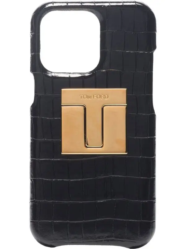TOM FORD Crocodile-embossed Leather Iphone 12 Case - Black
