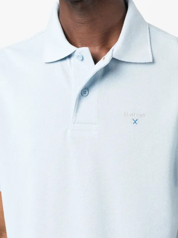 Barbour Embroidered-logo Short-sleeved Polo Shirt - Blue