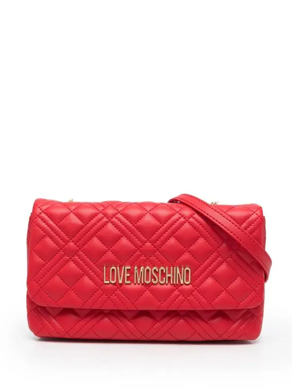 Moschino Logo-plaque Quilted Crossbody Bag - Red