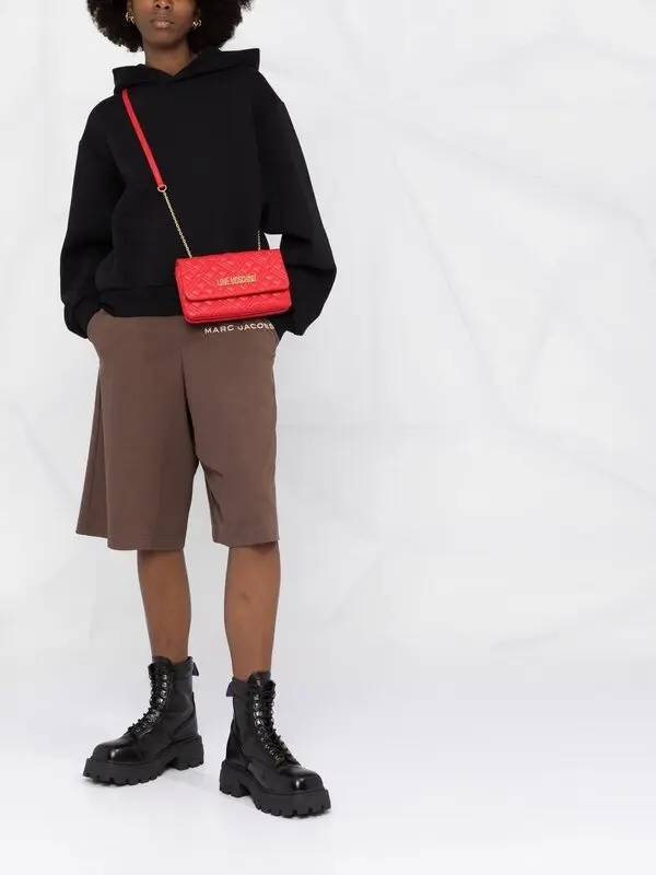 Moschino Quilted Logo Plaque Crossbody Bag