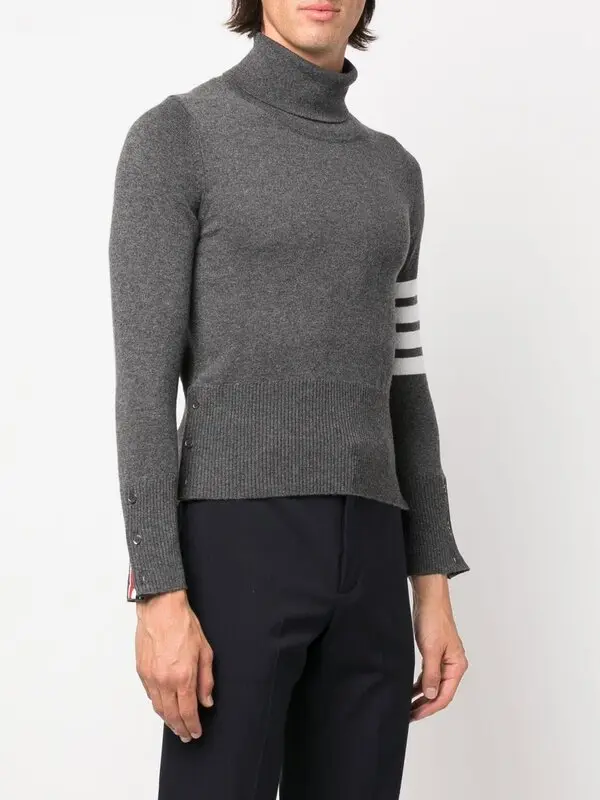 Thom Browne 4-bar Stripe Cashmere Turtleneck - Grey