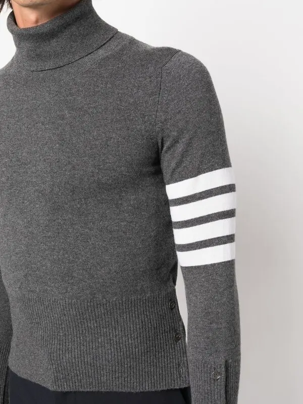 Thom Browne 4-bar Stripe Cashmere Turtleneck - Grey