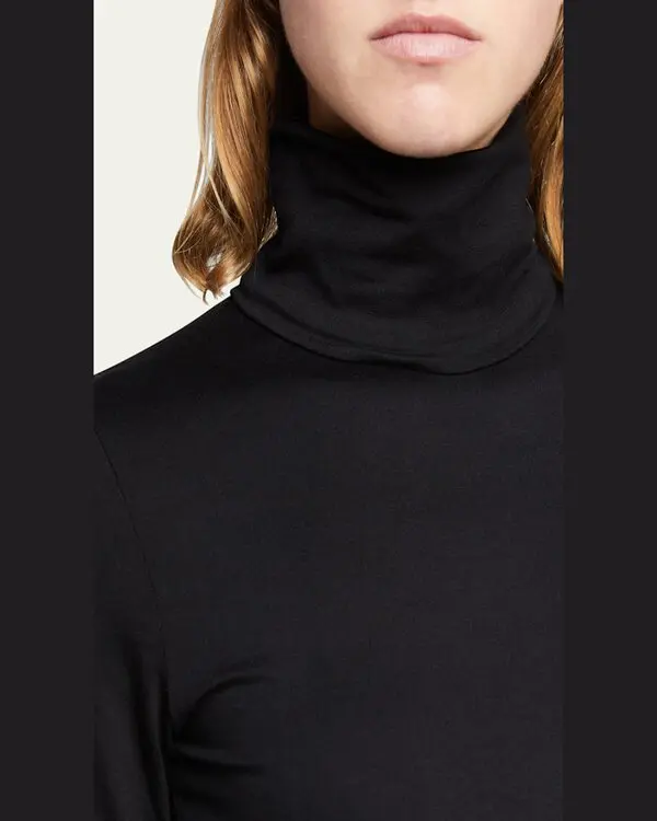 Majestic Filatures Soft Touch Elbow-sleeve Turtleneck Top