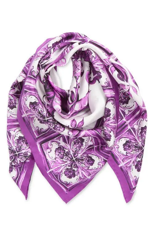 Dolce & Gabbana Mediterraneo Square Silk Scarf - Hp3oa Azulejos Fdo Viola