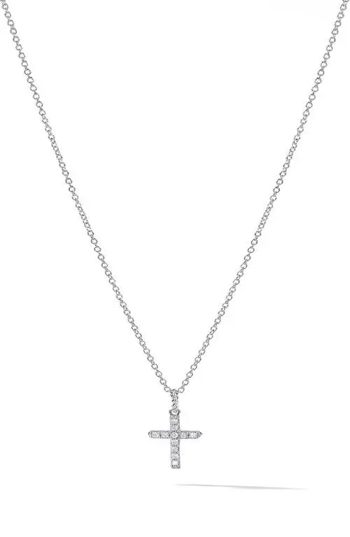 David Yurman Cable Collectibles Cross Diamond Necklace - White Gold