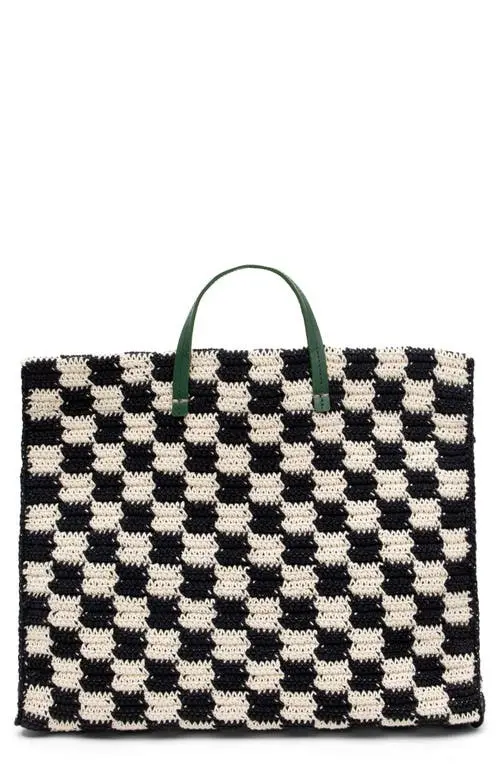 Clare V. Crochet Tote - Black And Cream Crochet