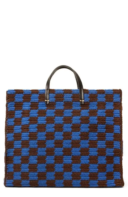 Clare V. Crochet Tote - Deep Blue/chocolate