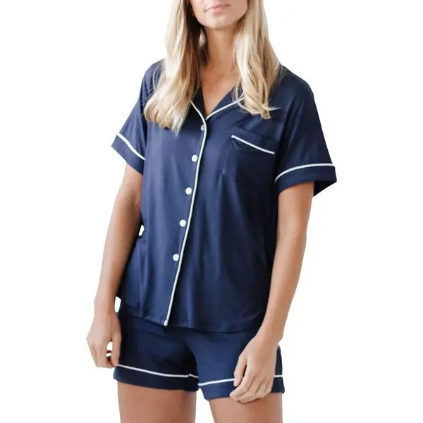 Cozy Earth Short Sleeve Knit Pajamas - Navy