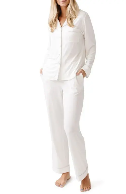 Cozy Earth Long Sleeve Knit Pajamas - Ivory