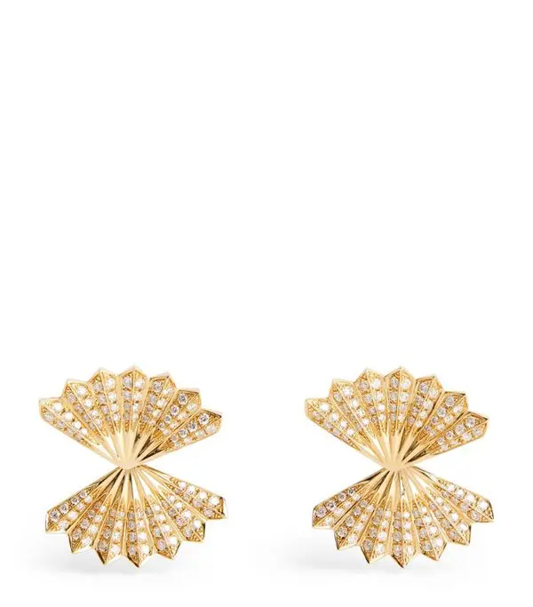 ANITA KO Yellow And Diamond Double Fan Earrings