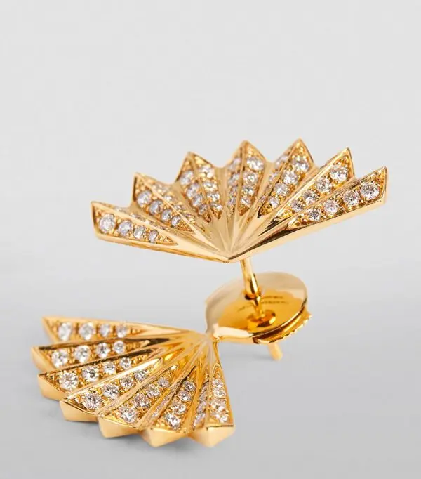 ANITA KO Yellow And Diamond Double Fan Earrings