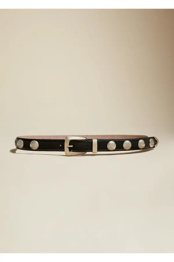 Khaite The Benny Belt In Leather With Silver Studs