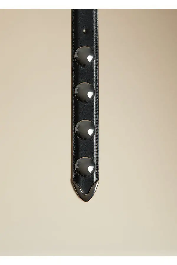 Khaite The Benny Belt In Leather With Silver Studs