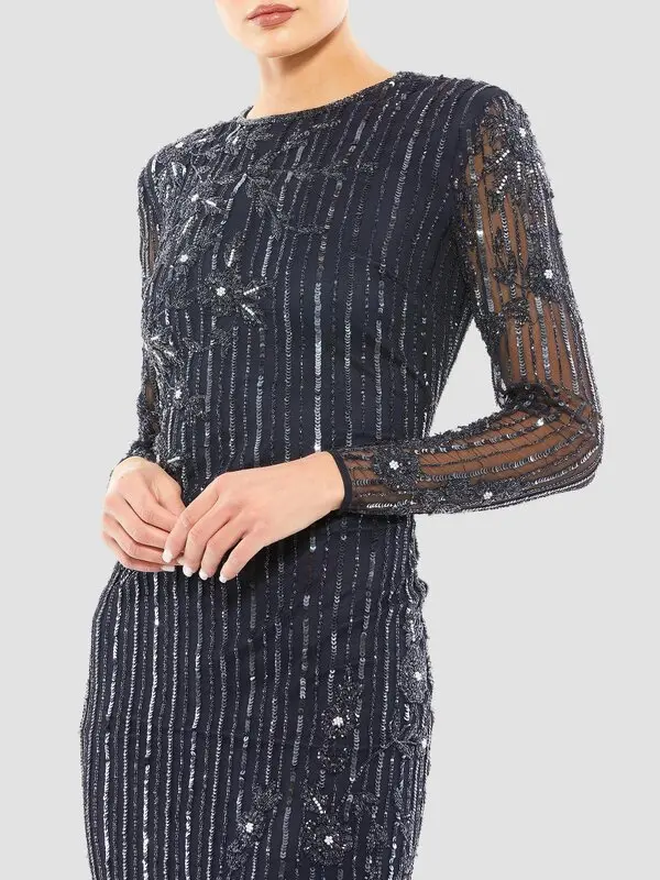 Mac Duggal Embellished Long-sleeve Gown