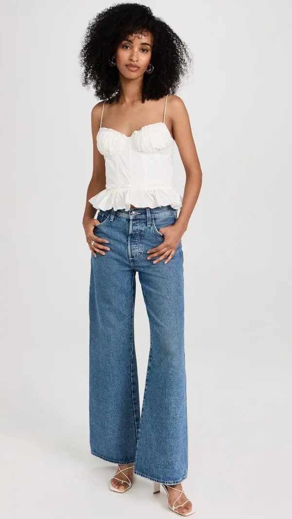 EN SAISON Raina Bustier Top With Ruffle Trim