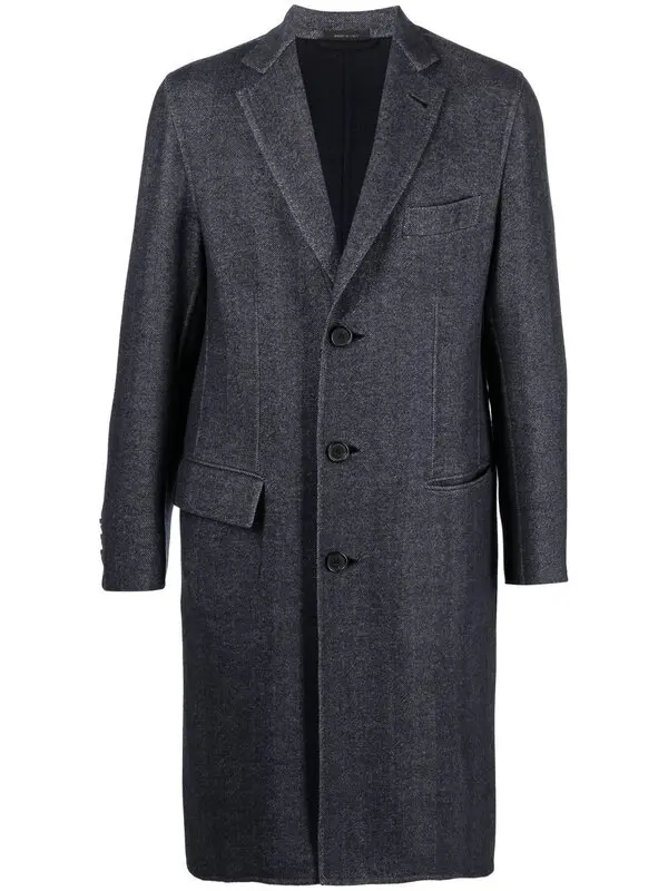 Brioni Single-breasted Wool Coat - Blue