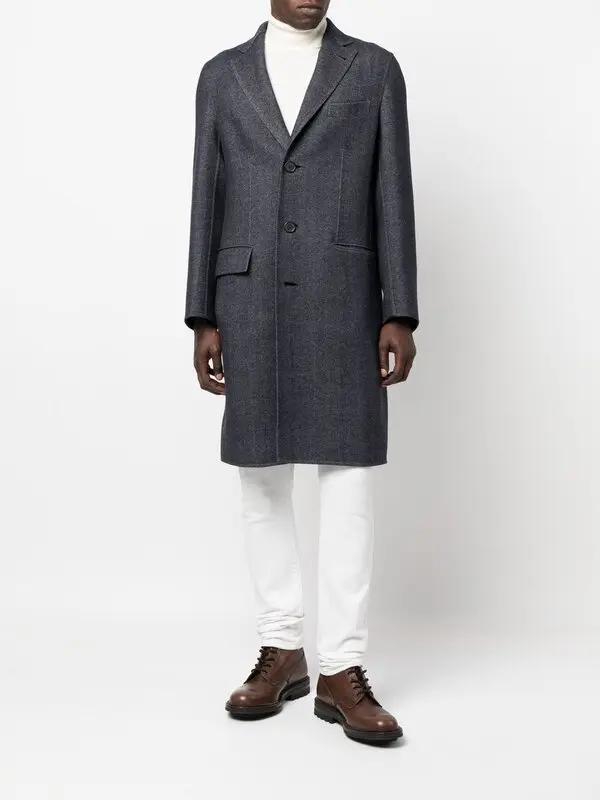 Brioni Single-breasted Wool Coat - Blue