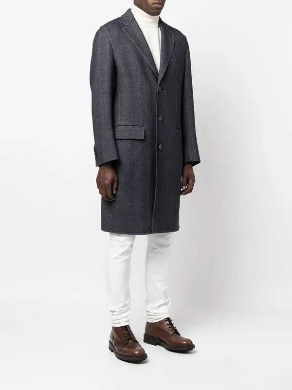 Brioni Single-breasted Wool Coat - Blue