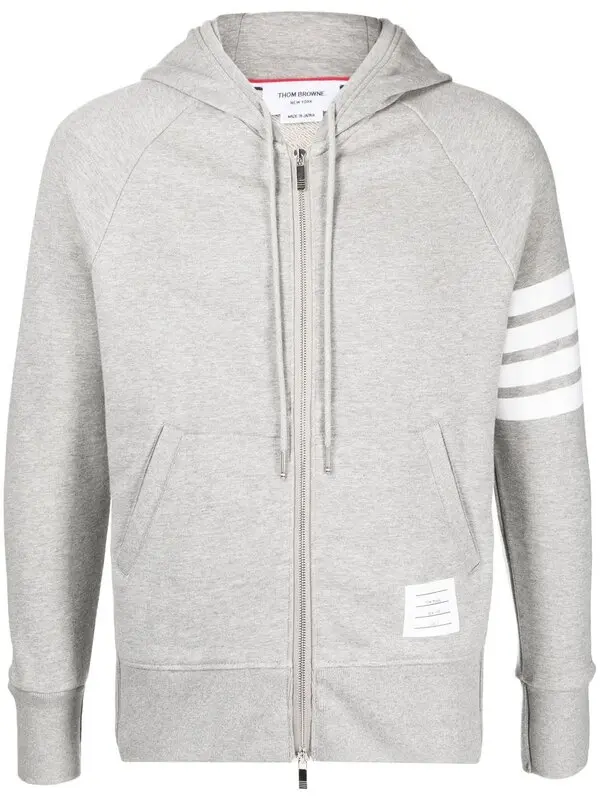 Thom Browne 4-bar Zip-up Hoodie - Grey