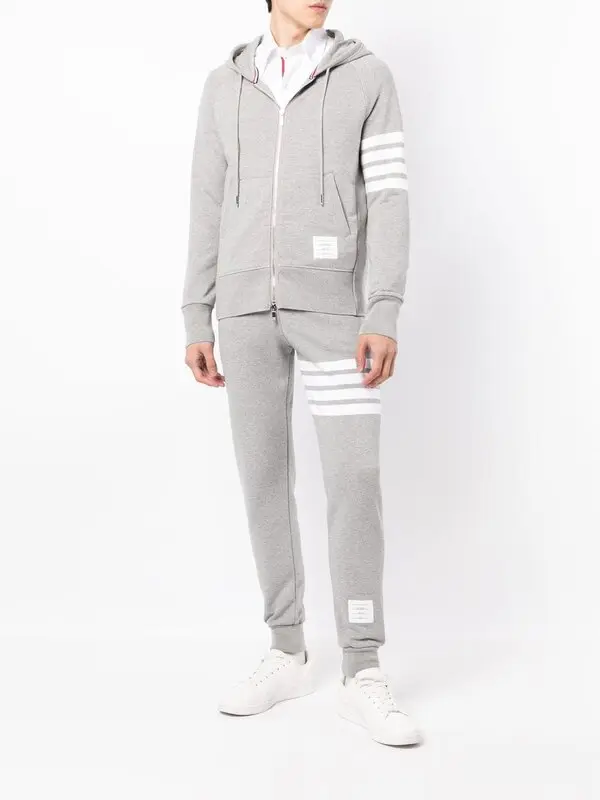Thom Browne 4-bar Zip-up Hoodie - Grey