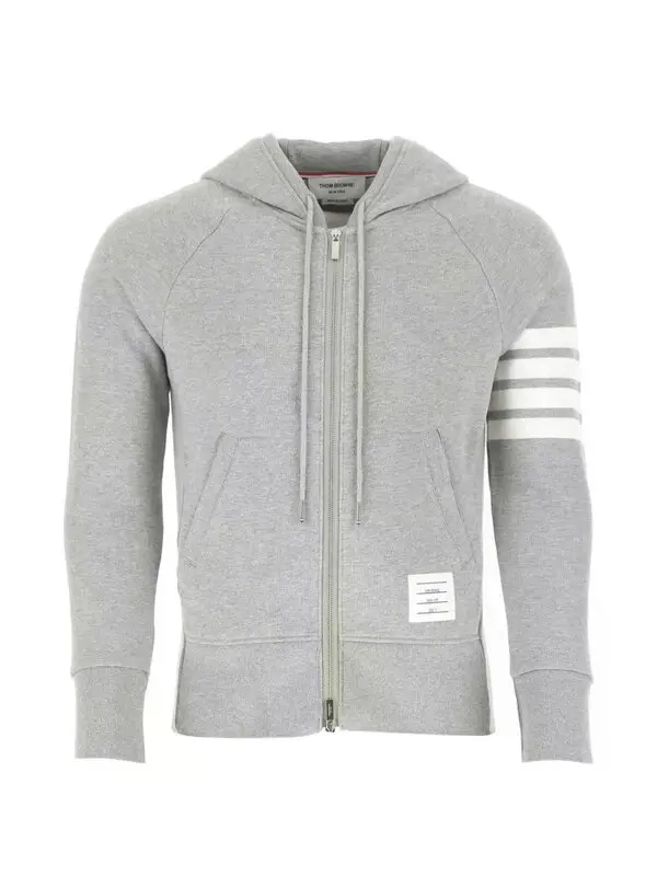 Thom Browne 4-bar Zip-up Hoodie - Grey