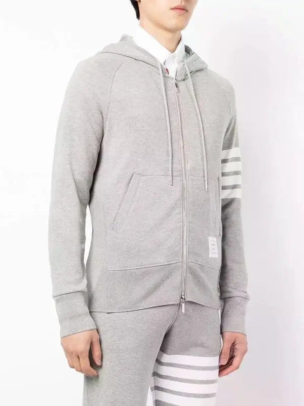 Thom Browne 4-bar Zip-up Hoodie - Grey