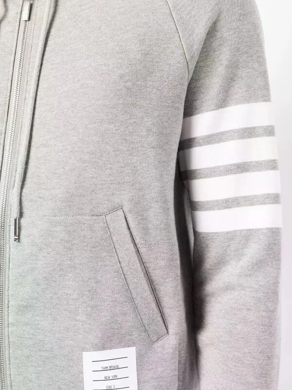 Thom Browne 4-bar Zip-up Hoodie - Grey