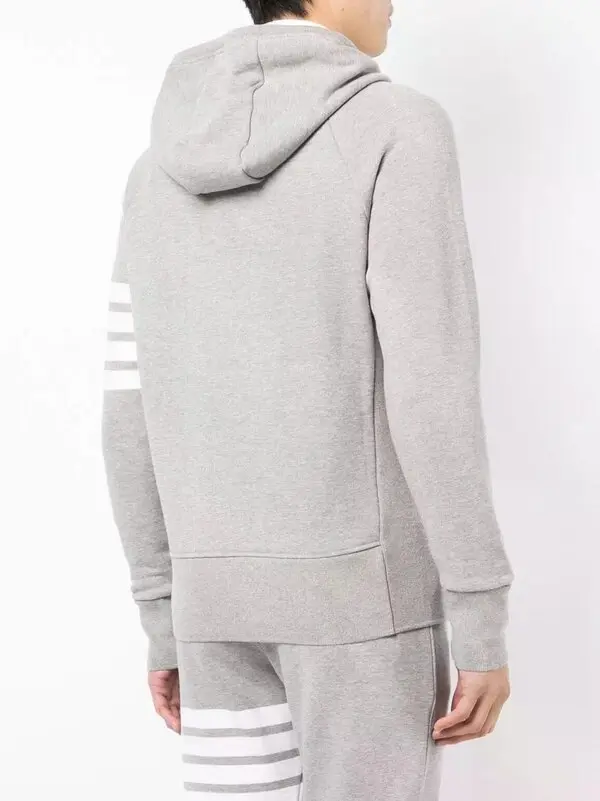 Thom Browne 4-bar Zip-up Hoodie - Grey