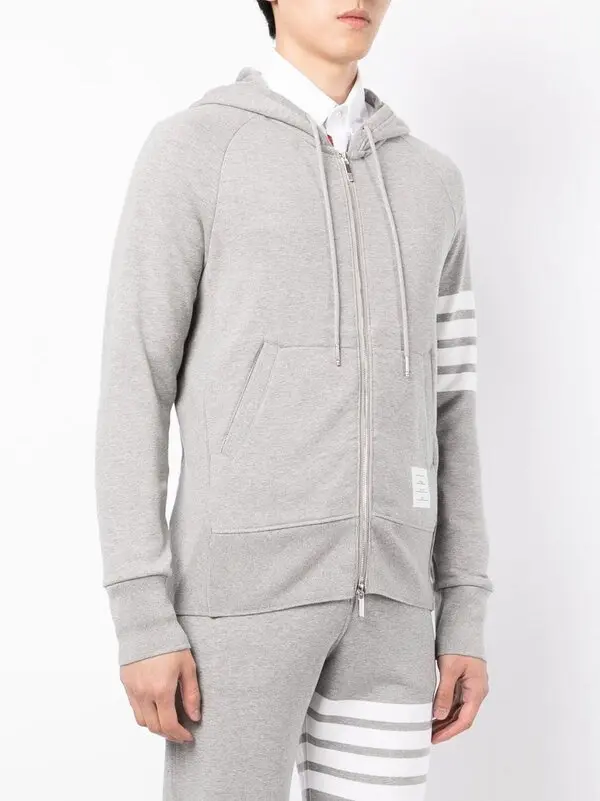 Thom Browne 4-bar Zip-up Hoodie - Grey
