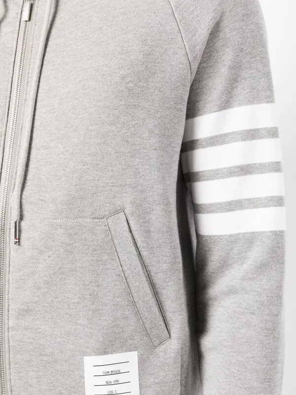 Thom Browne 4-bar Zip-up Hoodie - Grey