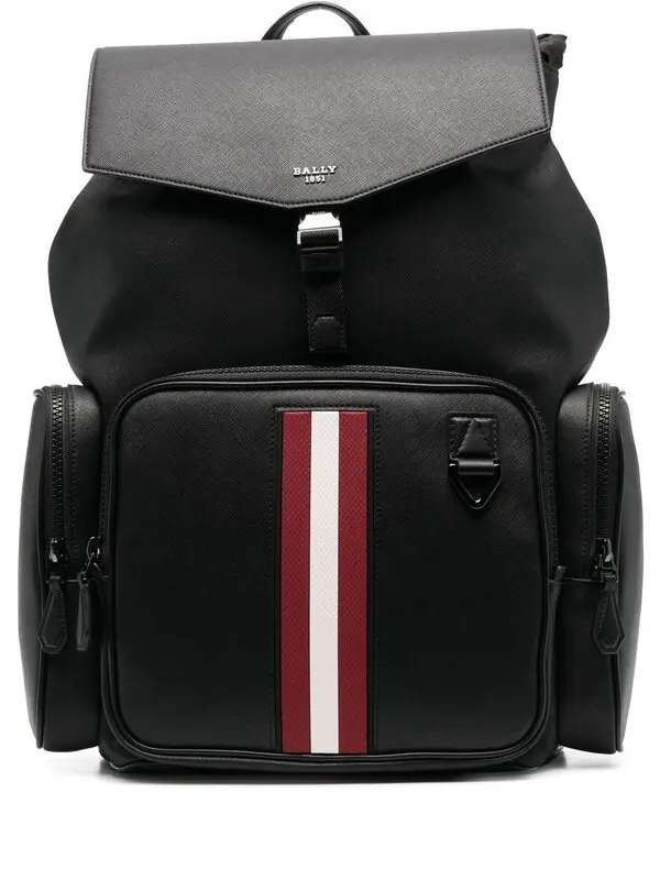 Bally Stripe-trim Leather Backpack