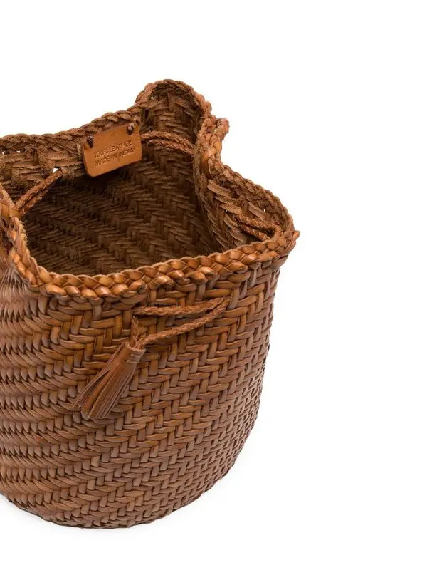Dragon Diffusion Woven Bucket Bag - Brown